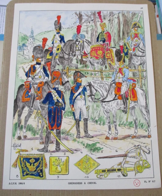 GRENADIERS A CHEVAL 1er EMPIRE NAPOLEON DESSIN AQUARELLE LITHOGRAHIE ...