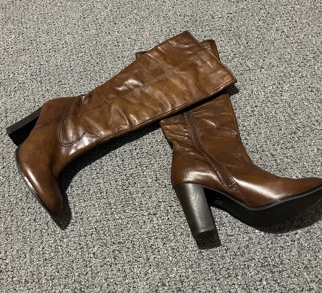 LADIES TU RICH Tan Knee High Boots Leather Size 5 £14.00 - PicClick UK