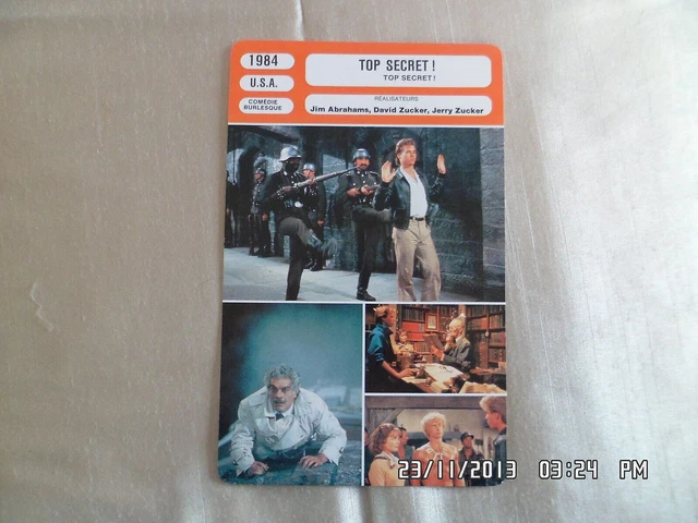 CARTE FICHE CINEMA 1984 TOP SECRET Val Kilmer Lucy Gutteridge Jeremy ...