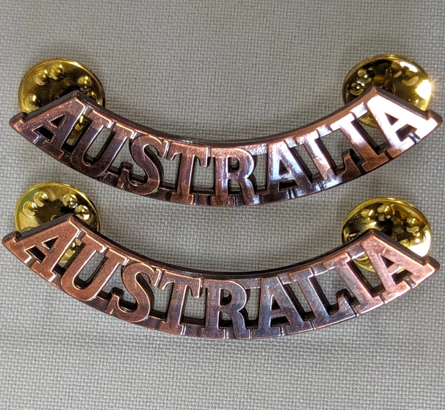 WW1 - WW2 Australian Army uniform brown shoulder titles badges replica ... WW1 - WW2 Australian Army uniform brown shoulder titles badges replica ...