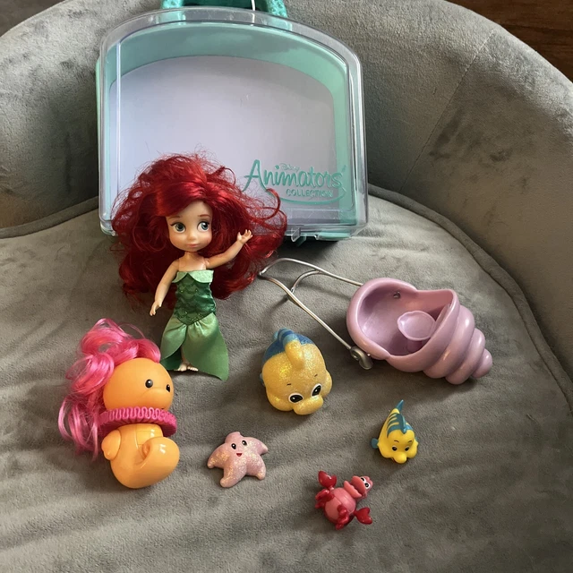 DISNEY STORE ANIMATORS Collection Mini Doll Playset Case. Ariel Mermaid ...