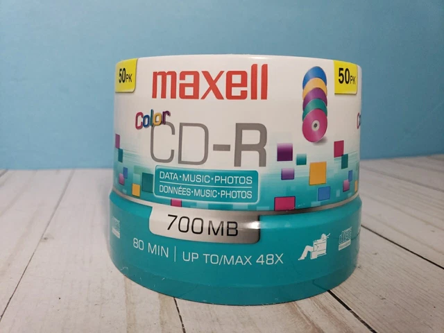 MAXELL COLOR CD-R 50 Pack 700 MB 80 Min Max 48X Data Music Photos Brand ...
