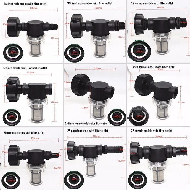 WATER BALL VALVE Ton Barrel Filter-Connector IBC Joint Garden Hose ...