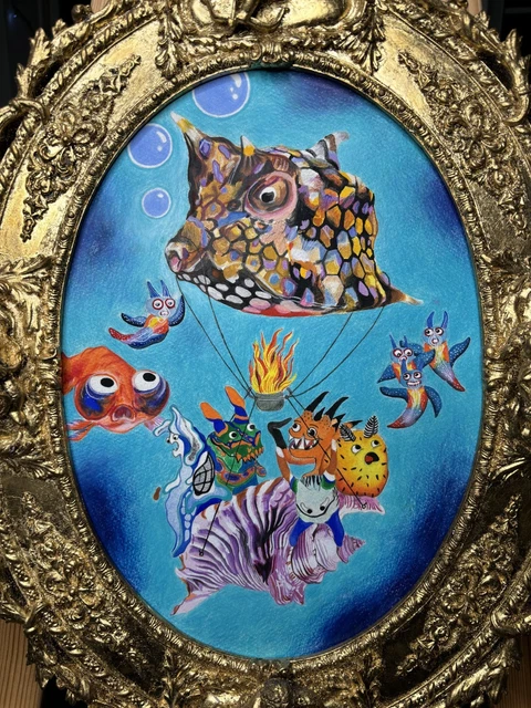 FRAMED ORIGINAL PAINTING, sea slug painting, nudibranch animal art $771 ...