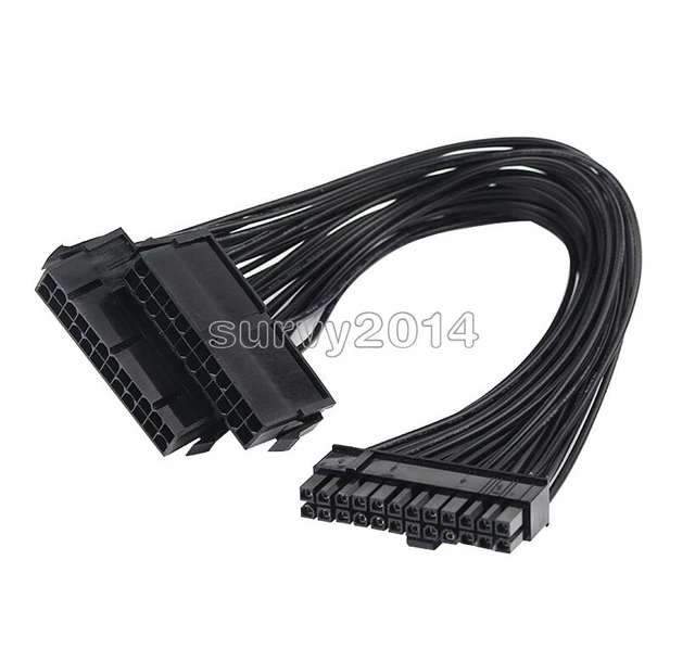 24 PIN 2-WAY Dual PSU Power Supply Starting Cable for ATX Motherboard ...