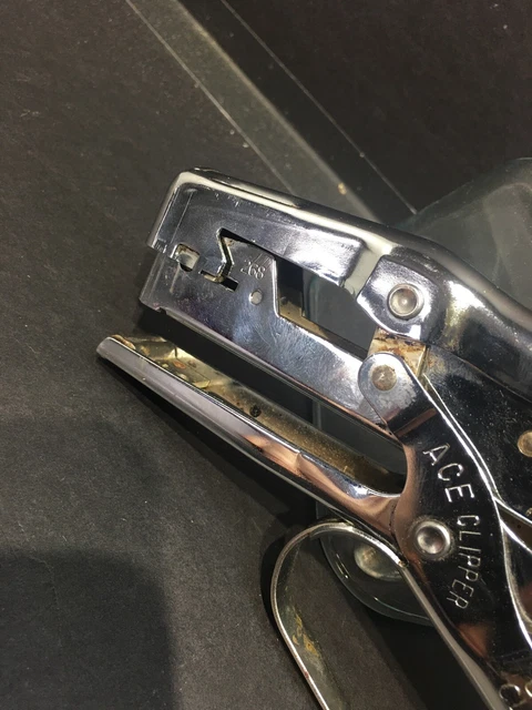 VINTAGE ACE CLIPPER Model 702 Handheld Stapler Staple Gun Chrome Finish ...