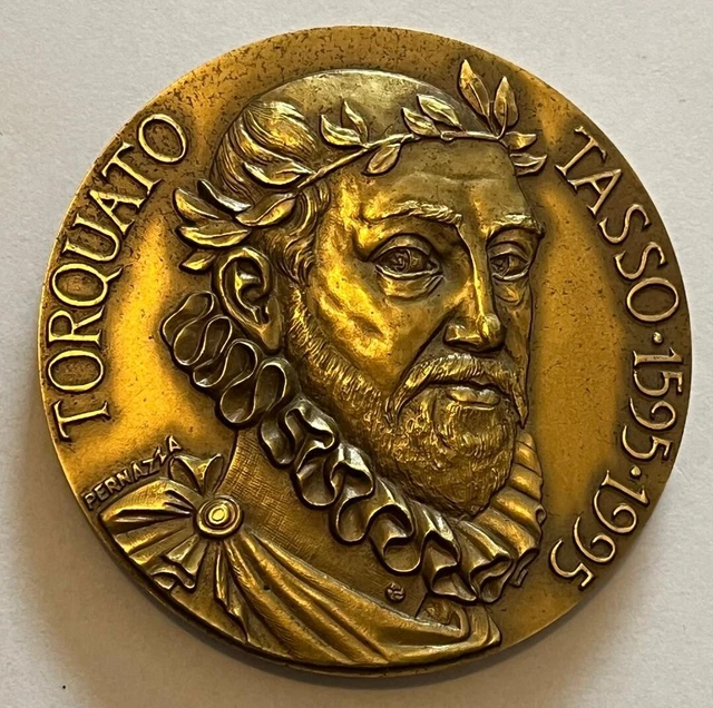 TORQUATO TASSO ITALIAN poet jubilee 1595-1995 presentation medal in ...