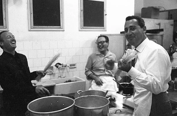 DAVID NIVEN BELLY laughing beside Italian producer Dino De Laurent- Old ...