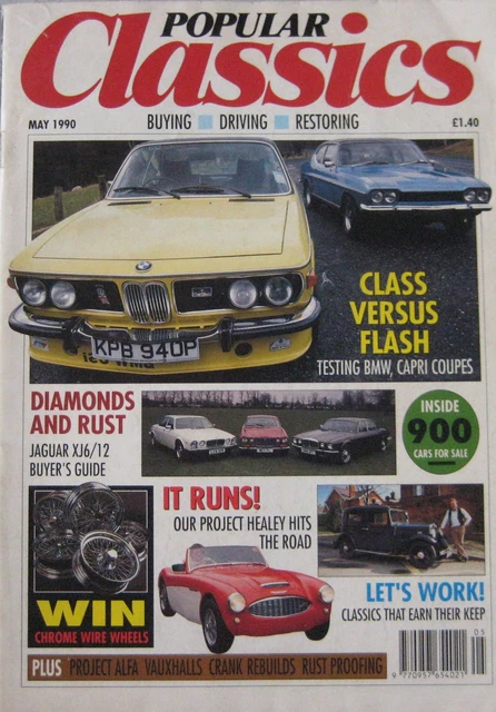POPULAR CLASSICS MAGAZINE May 1990 featuring BMW, Ford Capri, Jaguar ...