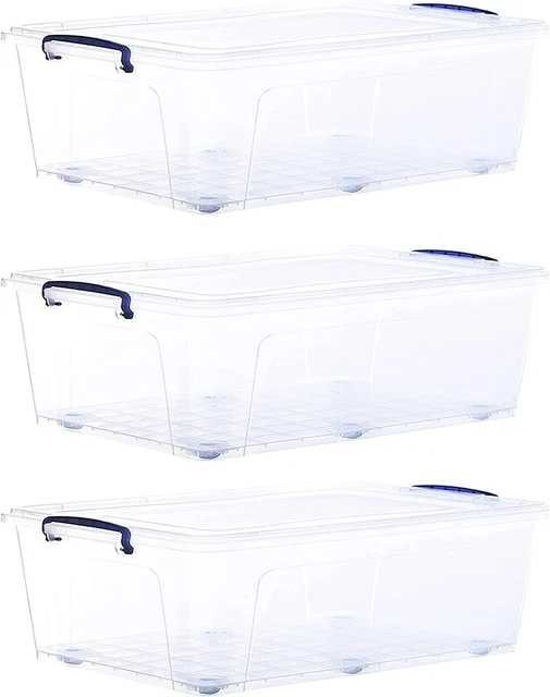 SUPERIO CLEAR PLASTIC Stackable Storage Bins with Lids, 42 Quart (3 ...