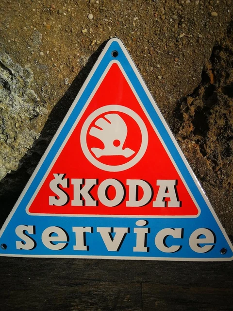 PLAQUE ÉMAILLÉE SKODA SERVICE Enamel sign no Vw Seat Ford Opel Renault ...
