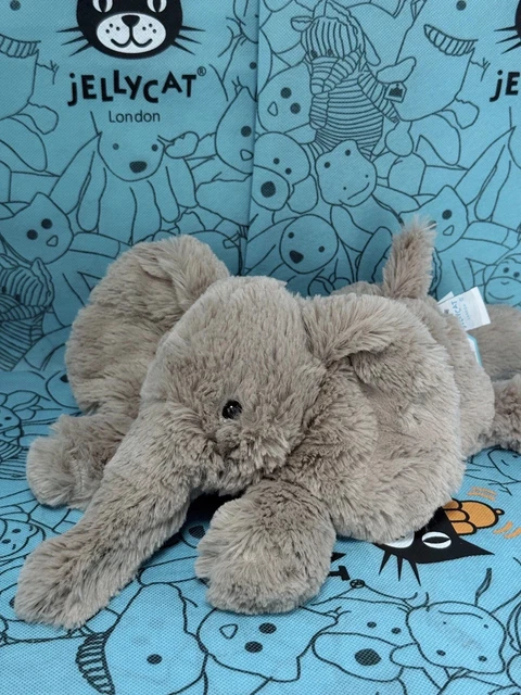 BNWT JELLYCAT SMUDGE Elephant Medium 34cm Grey Fluffy Plush Complete ...