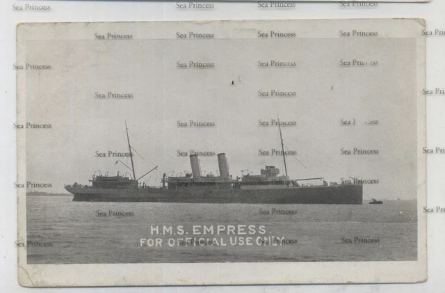 POSTCARD HMS EMPRESS SECR folkestone ferry seaplane carrier South ...