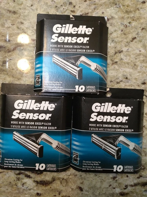 GILLETTE SENSOR SELF-ADJUSTING Twin Blades Replacements 3 packs of 10 ...