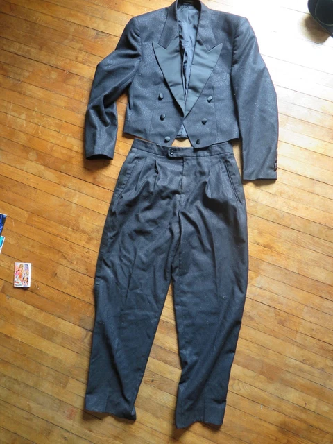 RARE VINTAGE COSTUME HUGO BOSS pailleté haute- couture cérémonie TAILLE ...