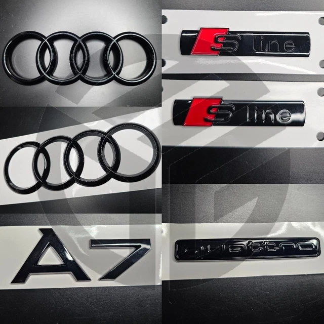 AUDI A7 2012-2015 Gloss Black Badges GRILLE/BOOT/FENDER SET 2 X S-LINE ...