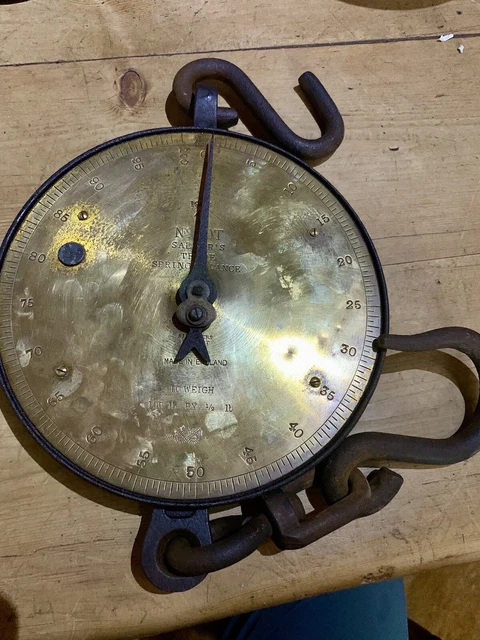 ANTIQUE SALTERS SPRING Balance Scale100lbs Brass And Iron $50.29 - PicClick