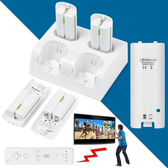 CHARGING STATION RECHARGEABLE Batteries For Nintendo Wii Remote ...