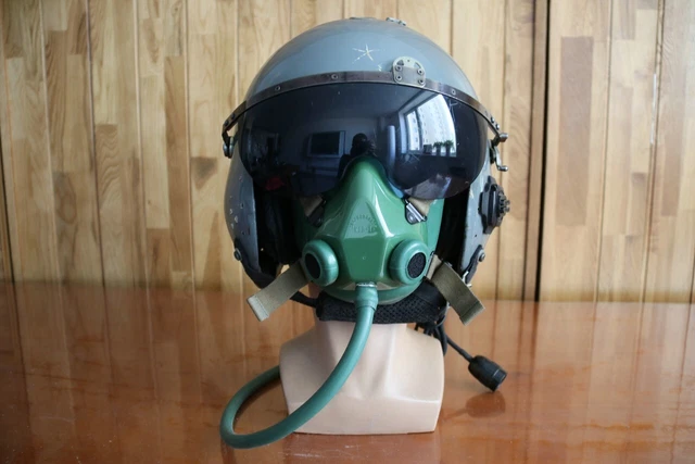 MILITARIA COLLECTION CHINESE pilot flight helmet,black sunvisor,oxygen ...