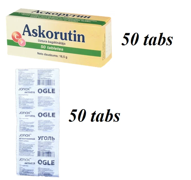 ASKORUTIN ASCORUTIN 50 tab and Activated Carbon Charcoal 50 tabs Food ...