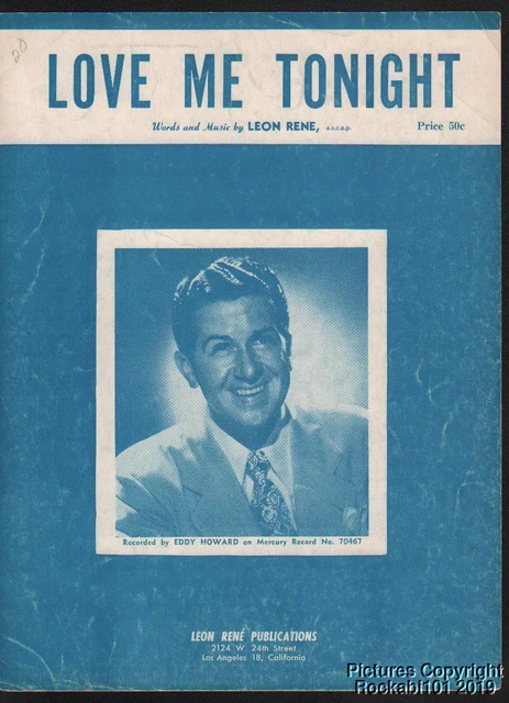 1954 LEON RENE Private Press Sheet Music Love Me Tonight £6.22 ...