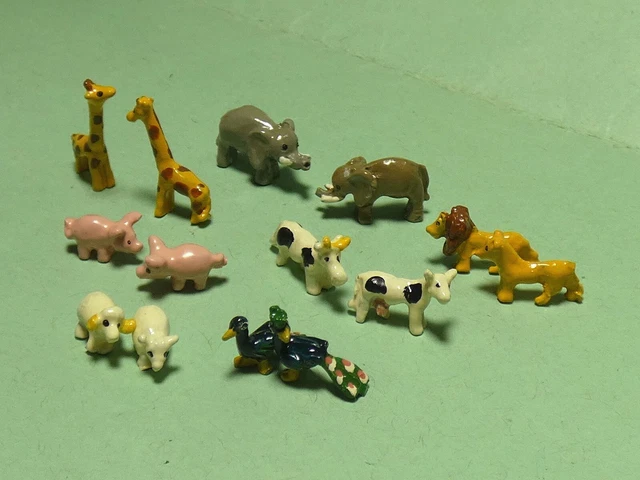 14 HANDPAINTED PEWTER TOY ANIMALS FOR NOAHS ARK 1:12th SCALE FOR DOLL ...