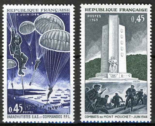 FRANCE 1969, 25TH Anniversary of the June Fights MNH, Mi 1674-75 EUR 1 ...