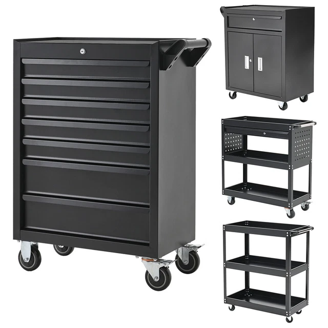 LARGE METAL TOOL Chest Box Cabinet Roller Storage Tool Cart Ball ...