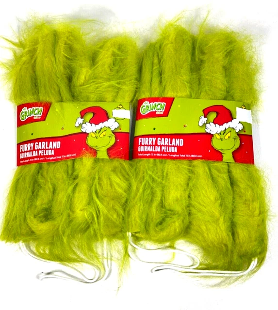 DR. SEUSS THE Grinch Furry Fuzzy Grinch Garland 72" 2 Pack 144" Total £ ...