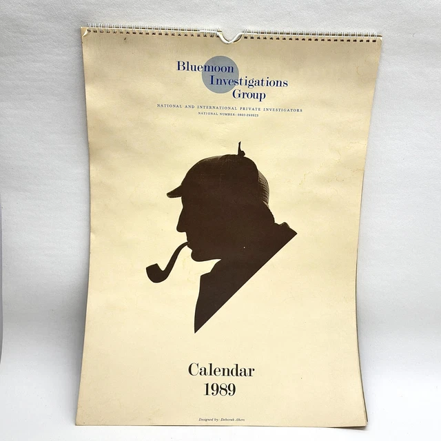 VINTAGE 1989 SHERLOCK Holmes Calendar Bluemoon Investigations Detective ...