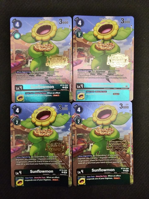 SUNFLOWMON BT10-048 DIGIMON Card Game CHAMPIONSHIP 2023 Playset 4 ...