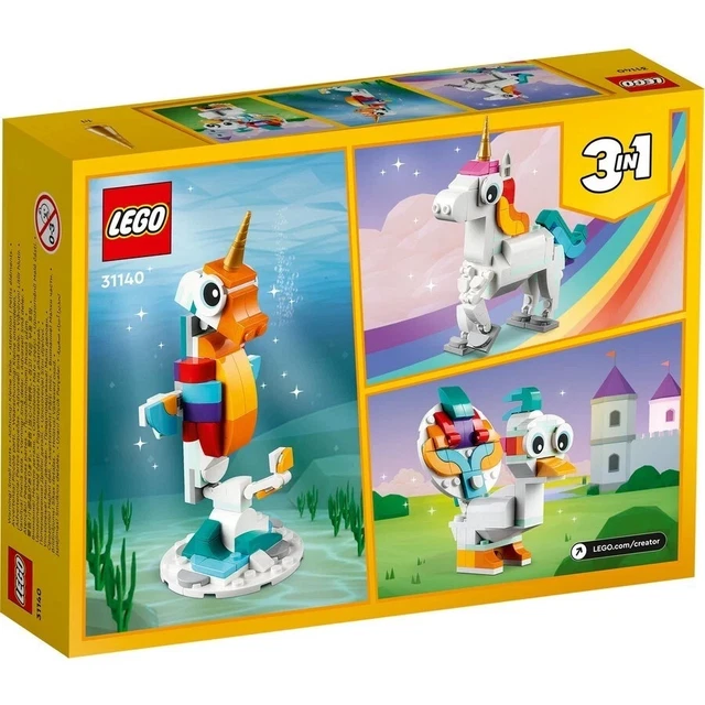 LEGO 31140 CREATOR 3 in 1 Magical Unicorn Toy to Seahorse to Peacock ...