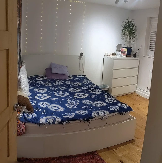 IKEA DOUBLE BEDFRAME - MALM Bed frame white with 2 drawers and mattress ...