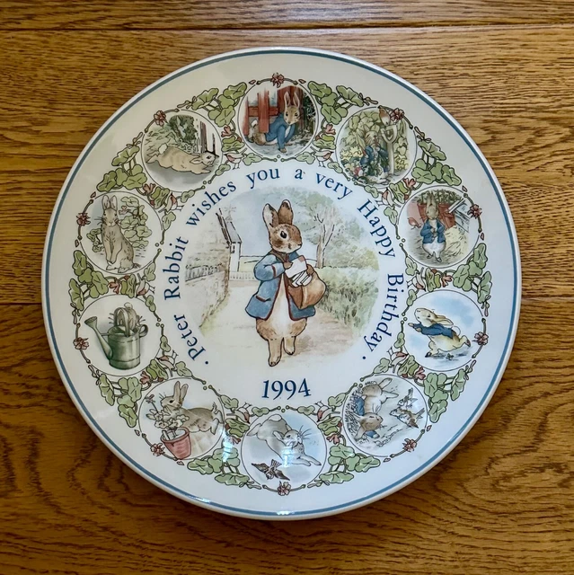 PETER RABBIT PLATE Wedgwood Happy Birthday Beatrix Potter 1994 Made In ...