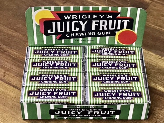 1920’S WRIGLEYS JUICY Fruit Chewing Gum Display Box 8 x Vintage Milk ...