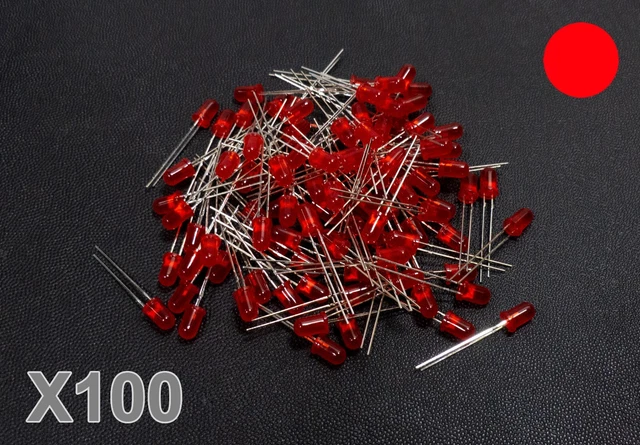 100PCS RED 5MM 2-pin LED with Diffuse Red Colored Lens $8.95 - PicClick
