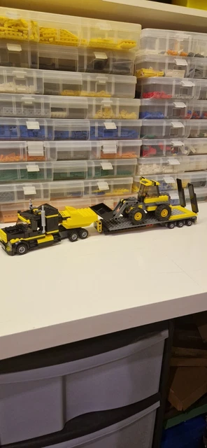 LEGO CITY PETERBILT truck+sleeper cab , extending trailer +digger L@@k ...