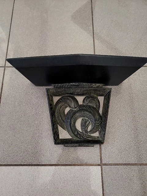 VINTAGE SYROCO BLACK SCULPTURED WALL HANGING SHELF MID CENTURY MODERN ...