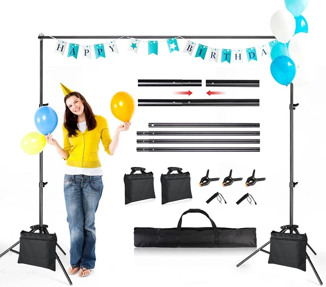 BACKDROP STAND 6.5X10FT, Photo Video Studio Adjustable Backdrop Stand ...