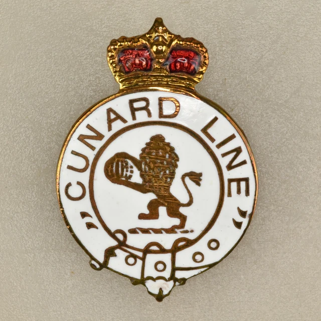 VTG CUNARD LINE Ocean Liner Cruise Ship White & Gold Enamel Pin B.B ...
