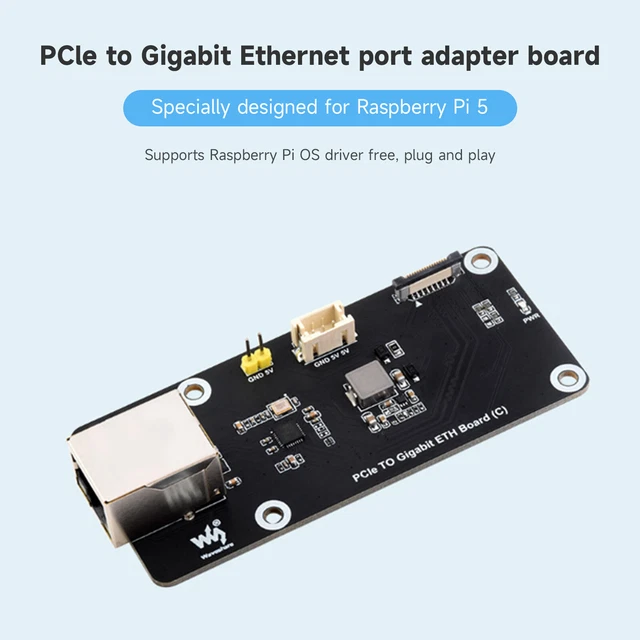 RASPBERRY PI5 5B PCIe à Gigabit Ethernet Port Adapter Board OS sans ...