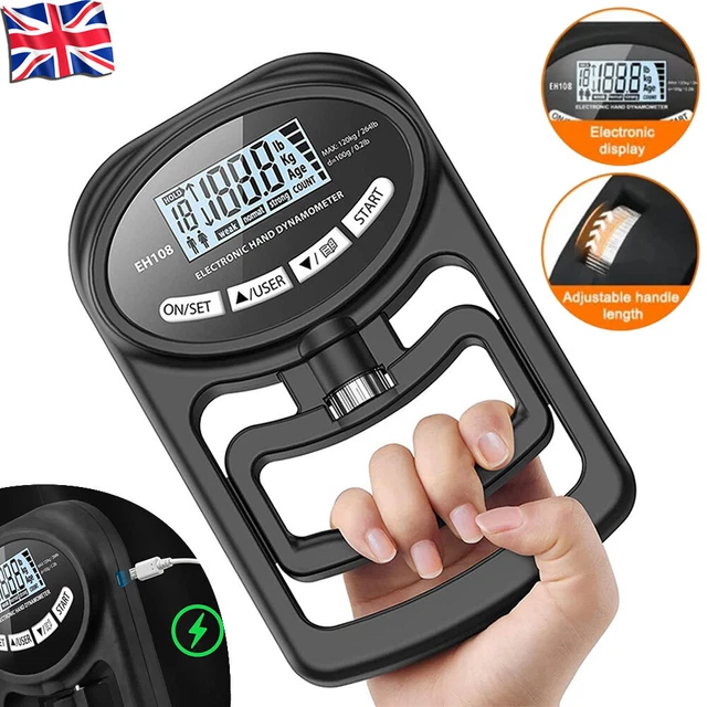 GRIP STRENGTH TESTER, 265Lbs/120Kg Digital Hand Dynamometer Grip ...