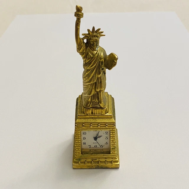 NEW YORK CITY GOLD Statue Of Liberty Clock Quartz Movement 4” Tall Not ...