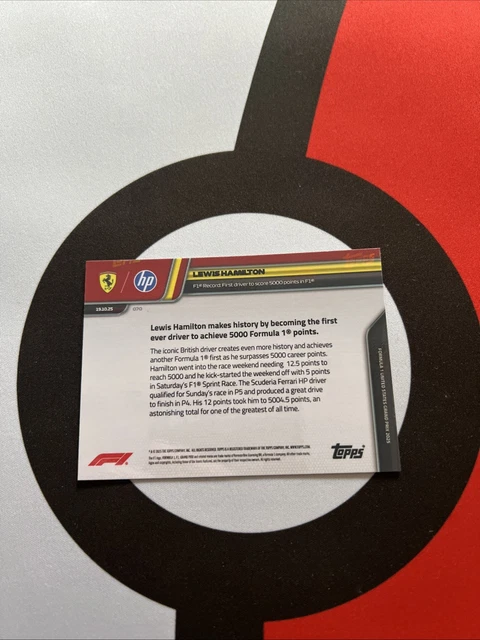 TOPPS NOW FORMULA 1 2025 - Card 070 - Lewis Hamilton / Scuderia Ferrari ...