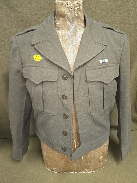 WWII US ARMY Ike Jacket with Ribbon Bar and Ruptured Duck £49.08 ...