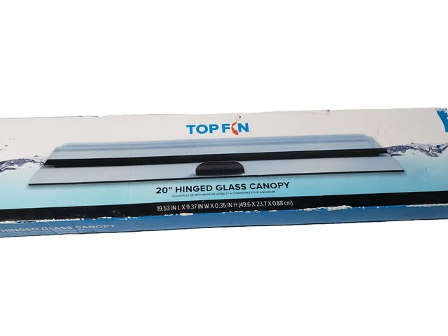 TOP FIN HINGED Glass Canopy Top 20 x 10 inches Aquarium Fish Tank Hood ...