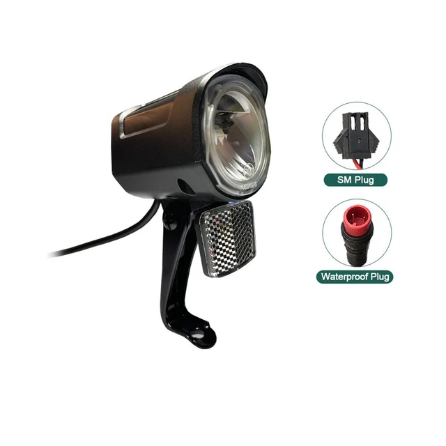 PHARE DE VÉLO électrique noir vélo électrique DEL lumière avant avec connec EUR 25,57 - PicClick FR