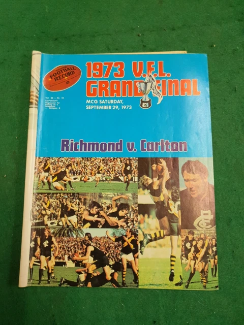 1973 VFL GRAND Final Football Record - Richmond v Carlton, September 29 ...