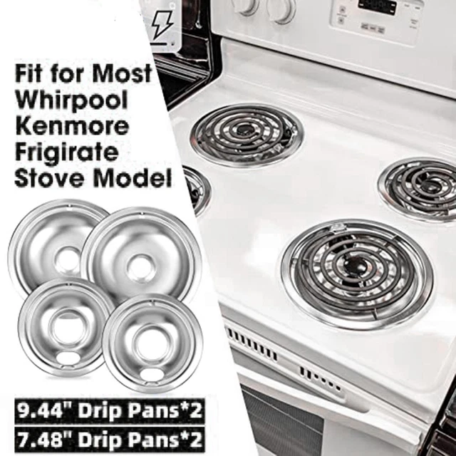 STAINLESS STEEL DRIP Pans for Kitchen Aid Range Set of 4 Easy ...