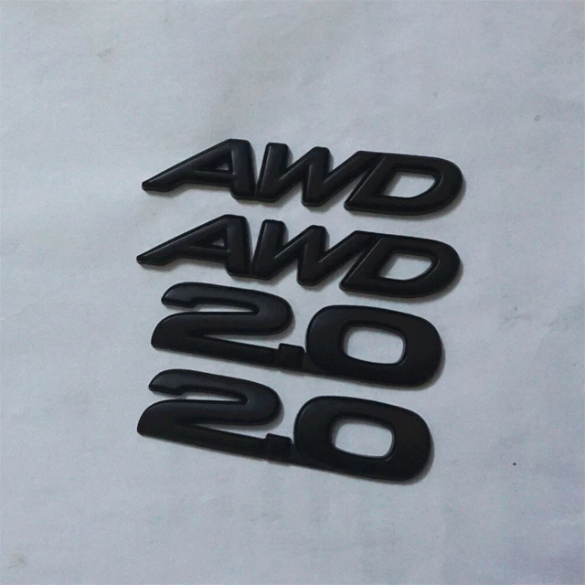 MATTE BLACK 2X 2.0 + 2x AWD Metal Badge Emblem Decal Sticker Car Racing ...